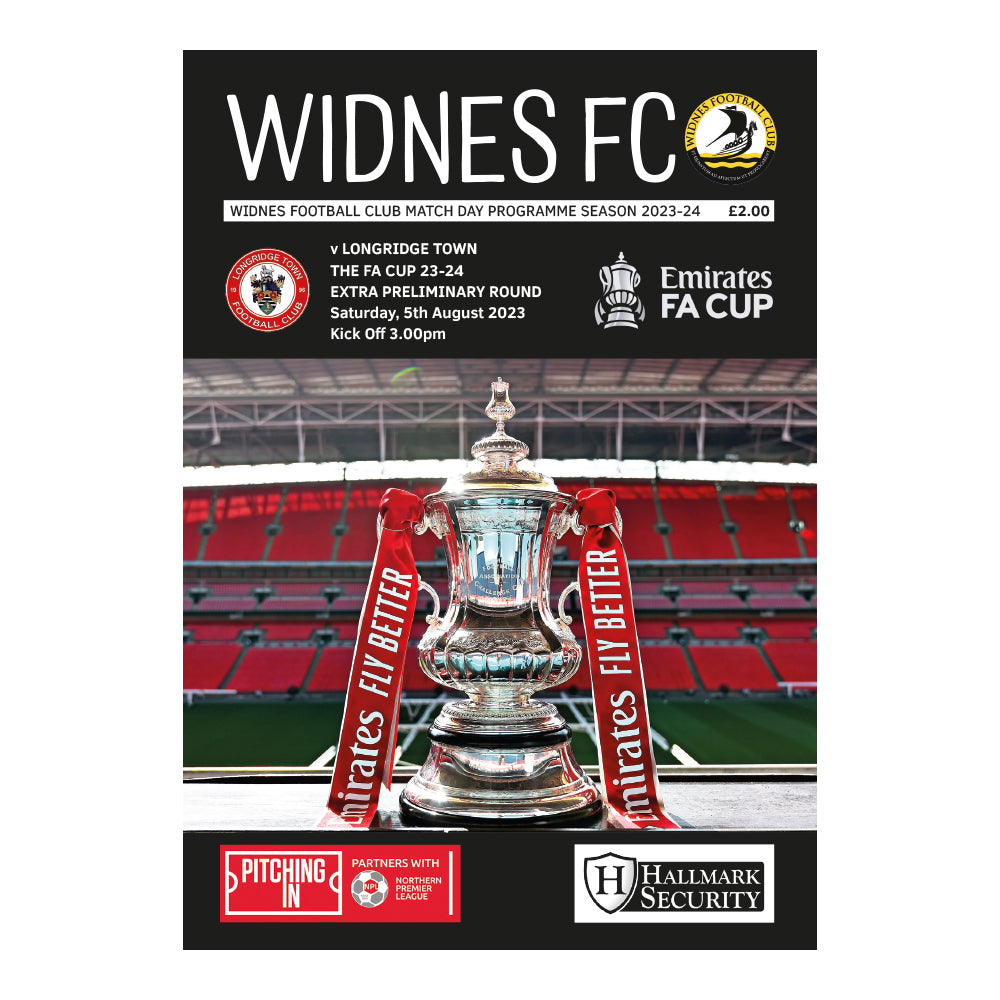 2023/24 #01 Widnes v Longridge Town FA Cup 05.08.23 Printed Programme ...