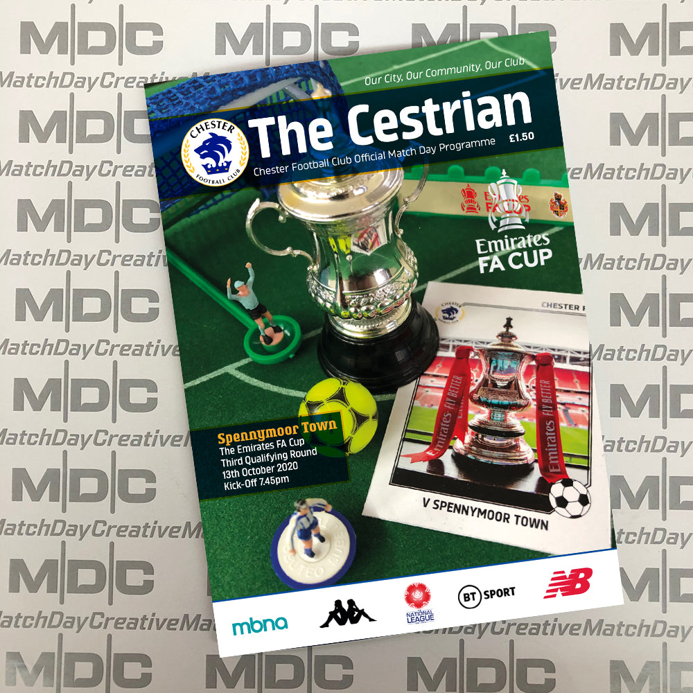 2020/21 #02 Chester v Spennymoor Town FA Cup 13.10.20 Printed Programm ...