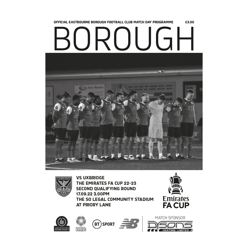 2022/23 #06 Eastbourne Borough v Uxbridge FA Cup 17.09.22 Printed Prog ...