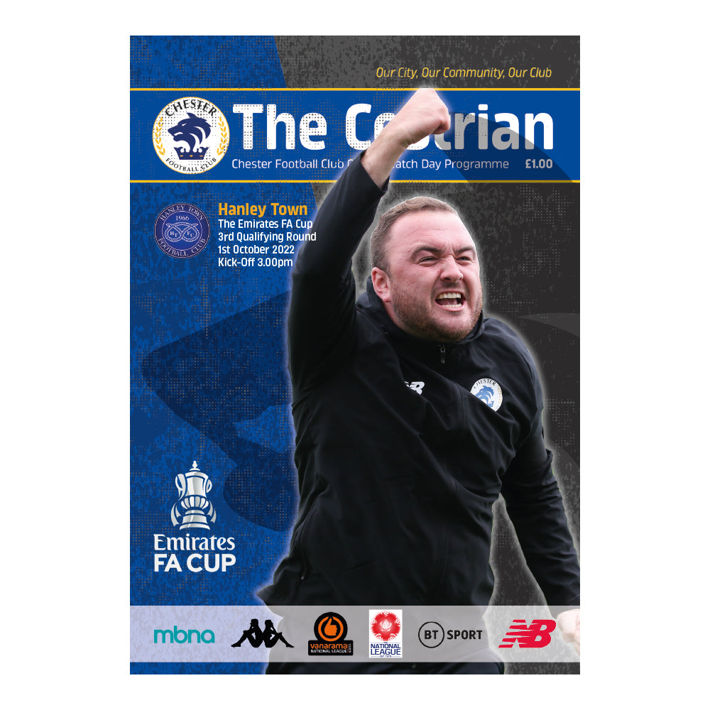 2022/23 #08 Chester v Hanley Town FA Cup 01.10.22 Printed Programme ...