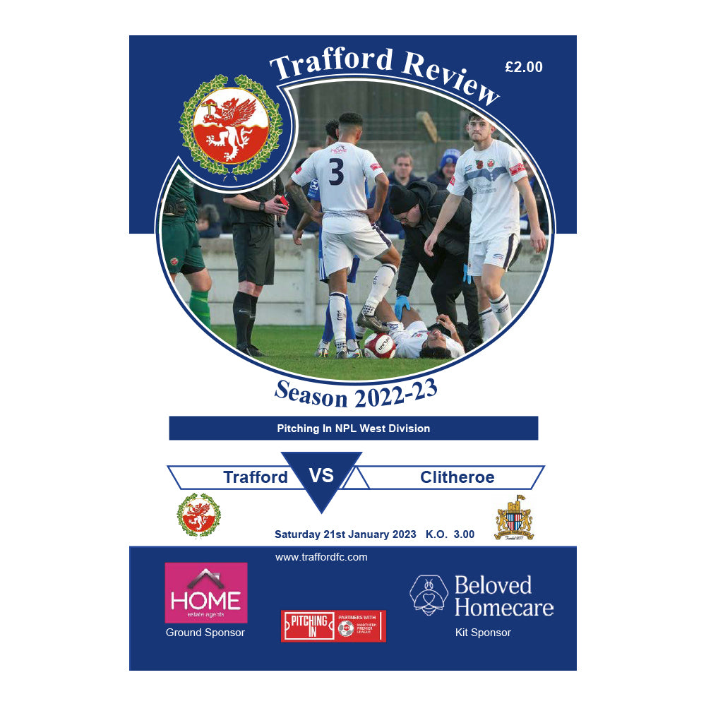 2022/23 #17 Trafford v Clitheroe NPL West 21.01.23 Printed Programme ...